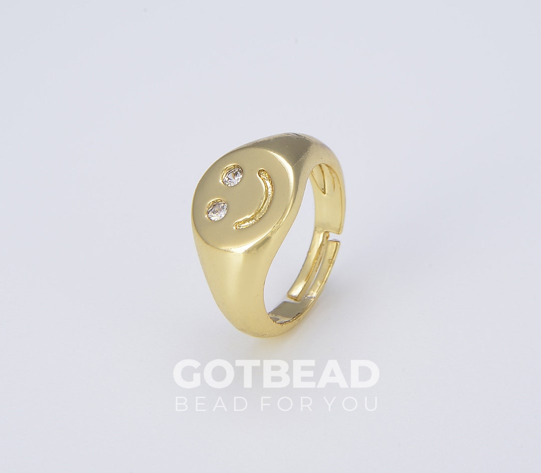 18K Gold Smiley Face Ring Happy Face Ring Gold Happy Face - Etsy