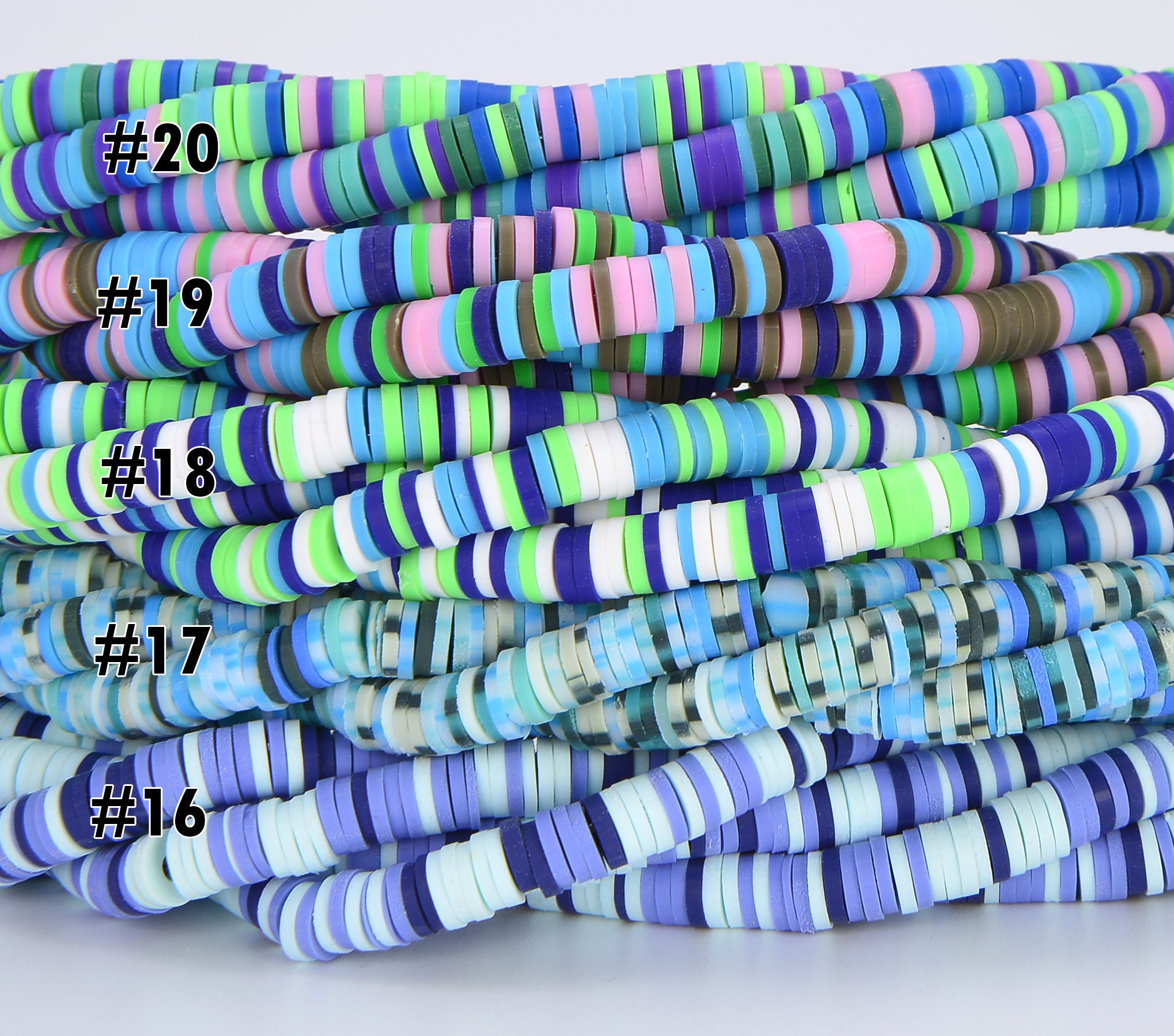 6mm Polymer Clay Heishi Disc Beads Rainbow Color Beads, Bright Multi ...