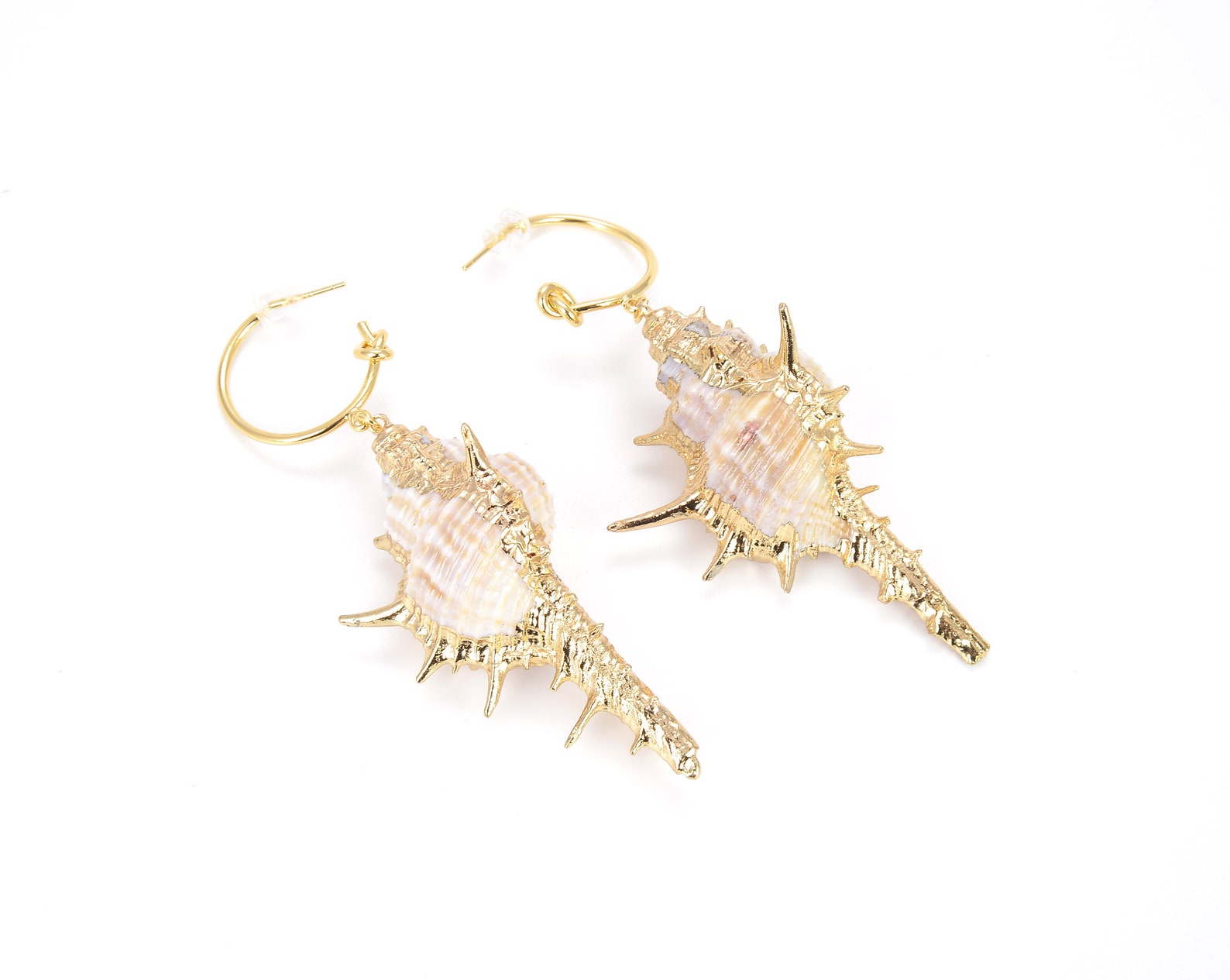 Natural Conch Shell 22k Gold Earrings Conch Shell Earrings - Etsy