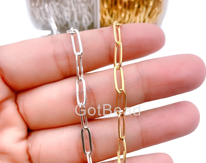 24K Gold Paperclip Chain by Yard Wholesale Bulk Roll Chain for - Etsy