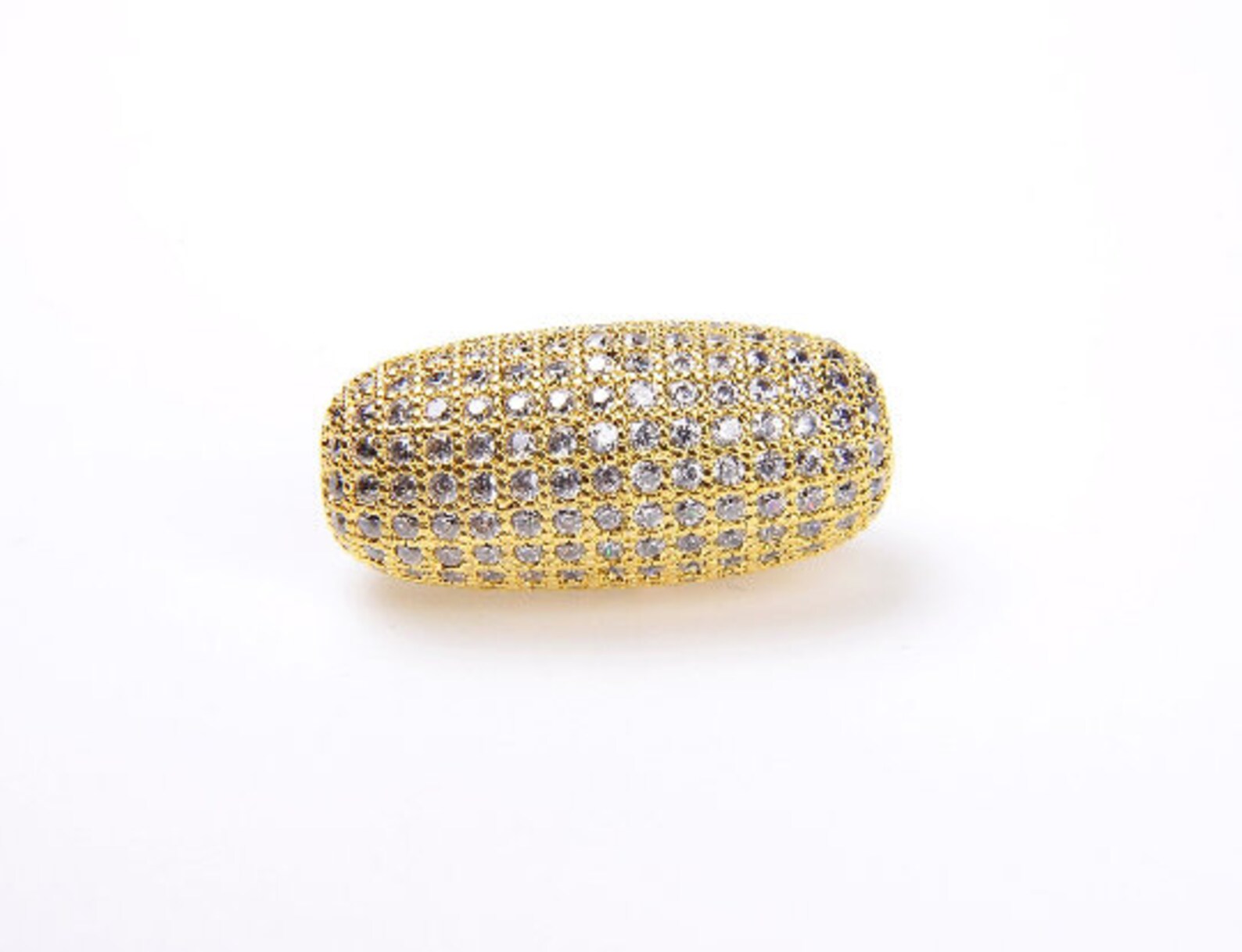 Oval Spacer Beads, CZ Micro Pave Oval Beads Spacer, DIY, Jewelry Making ...