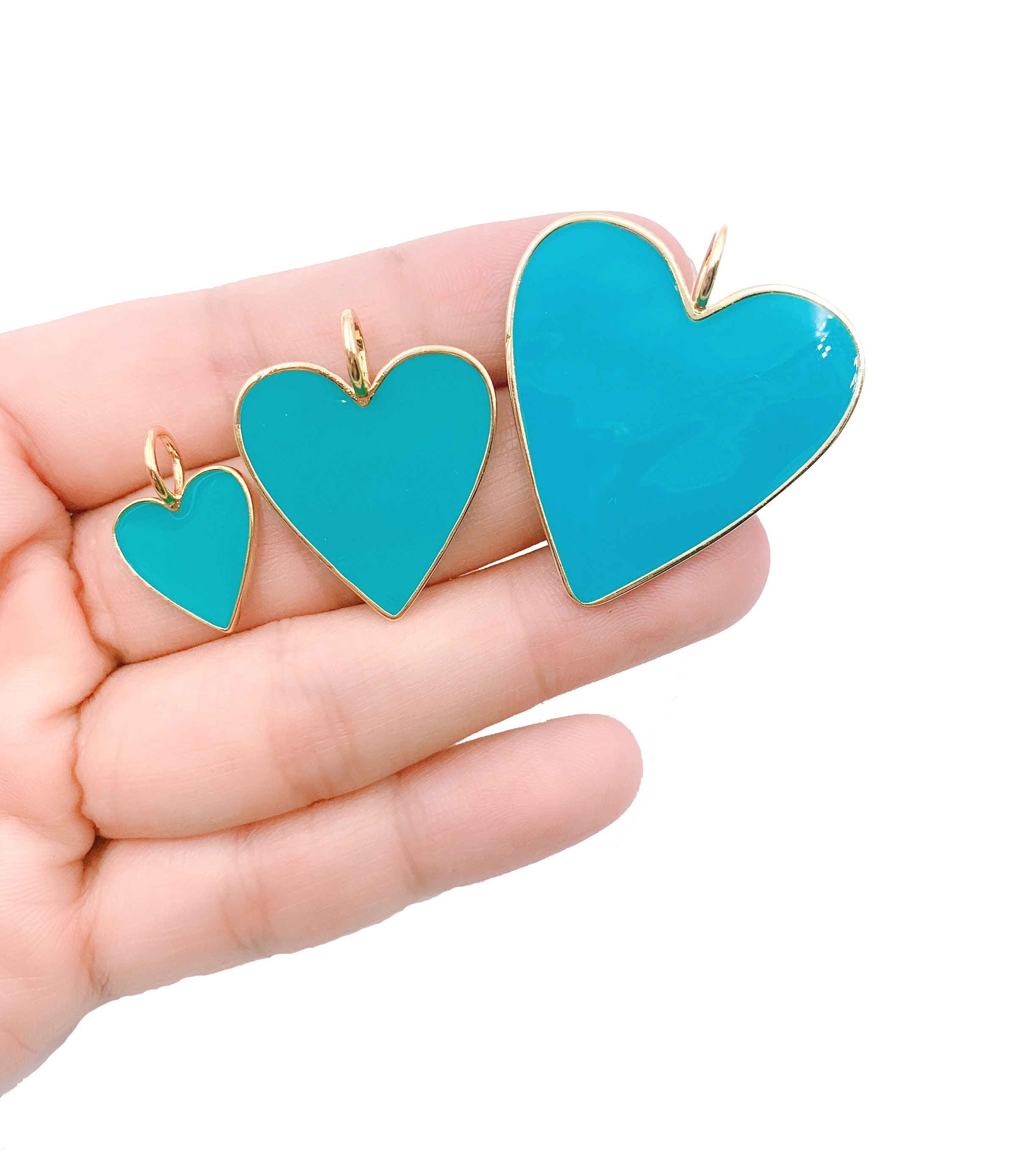Neon Heart Charms Enamel Heart Pendant for Necklace Earring Charm ...