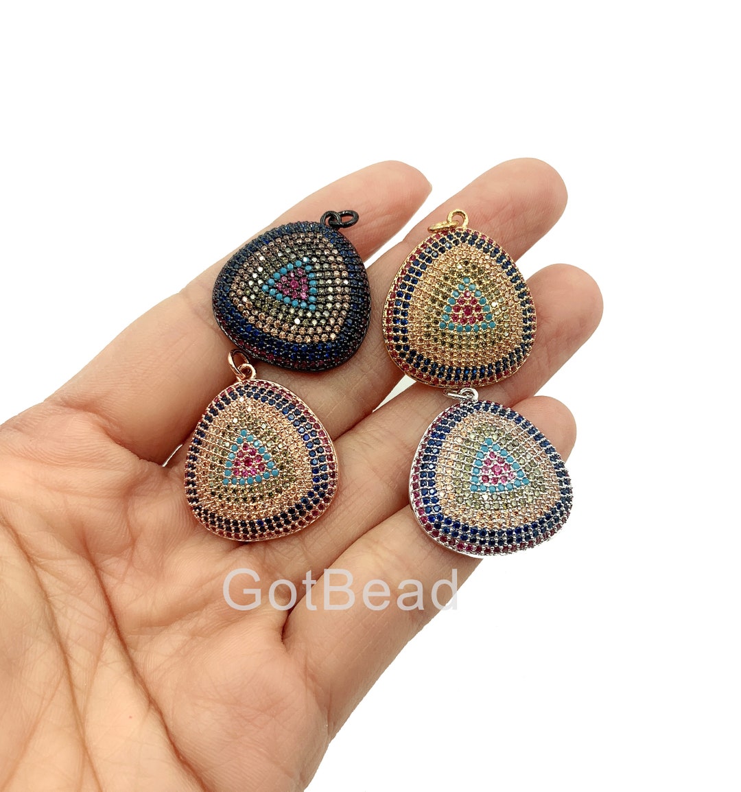 Triangle Gold Evil Eye Charm 14k Gold Filled Eye Charm, Cubic Eye ...