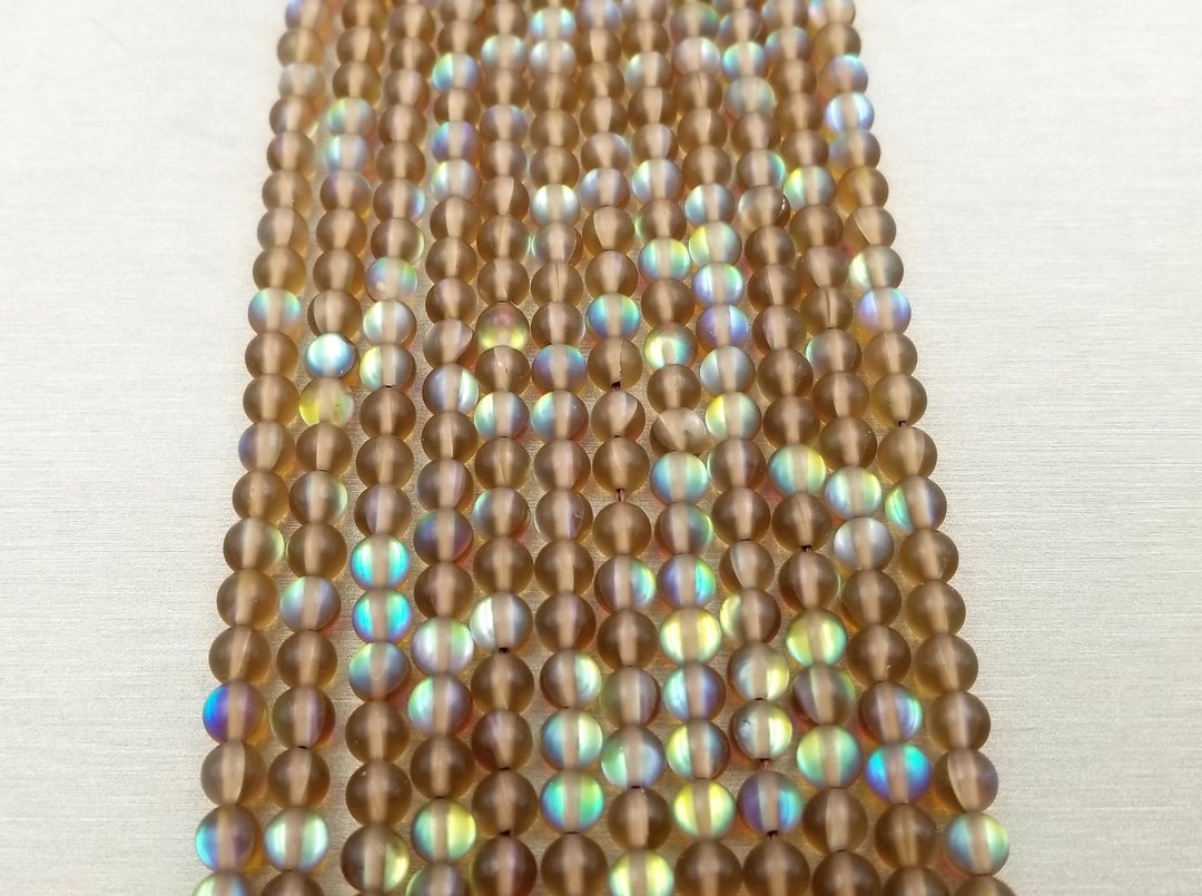 6/8/10 Mm Matte Mystic Aura Quartz Beads, Moonstone Beads, Holographic ...