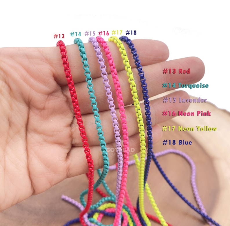 Neon Enamel Box Chain by Yard Enamel Pop Chain Necklaces - Etsy