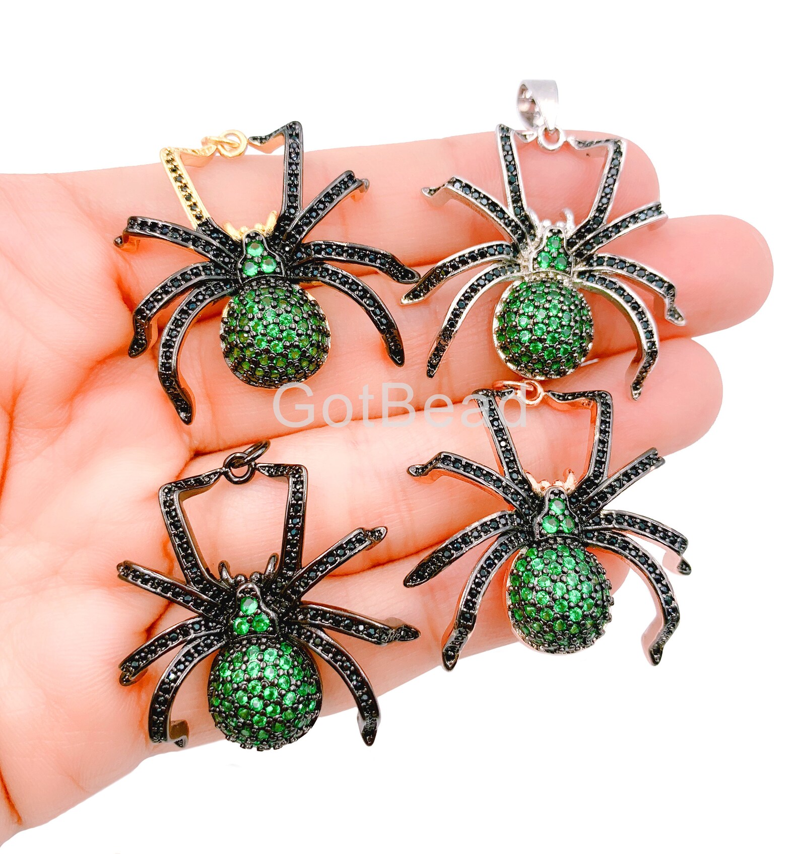 Emerald Spider Tarantula Pendant Charm 22K Gold Filled Cubic - Etsy