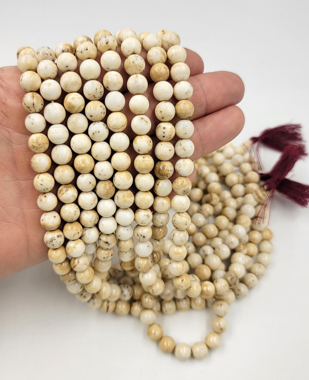 Natural Tibetan Naga Conch Shell Nepalese Beads Round Loose Gemstone ...