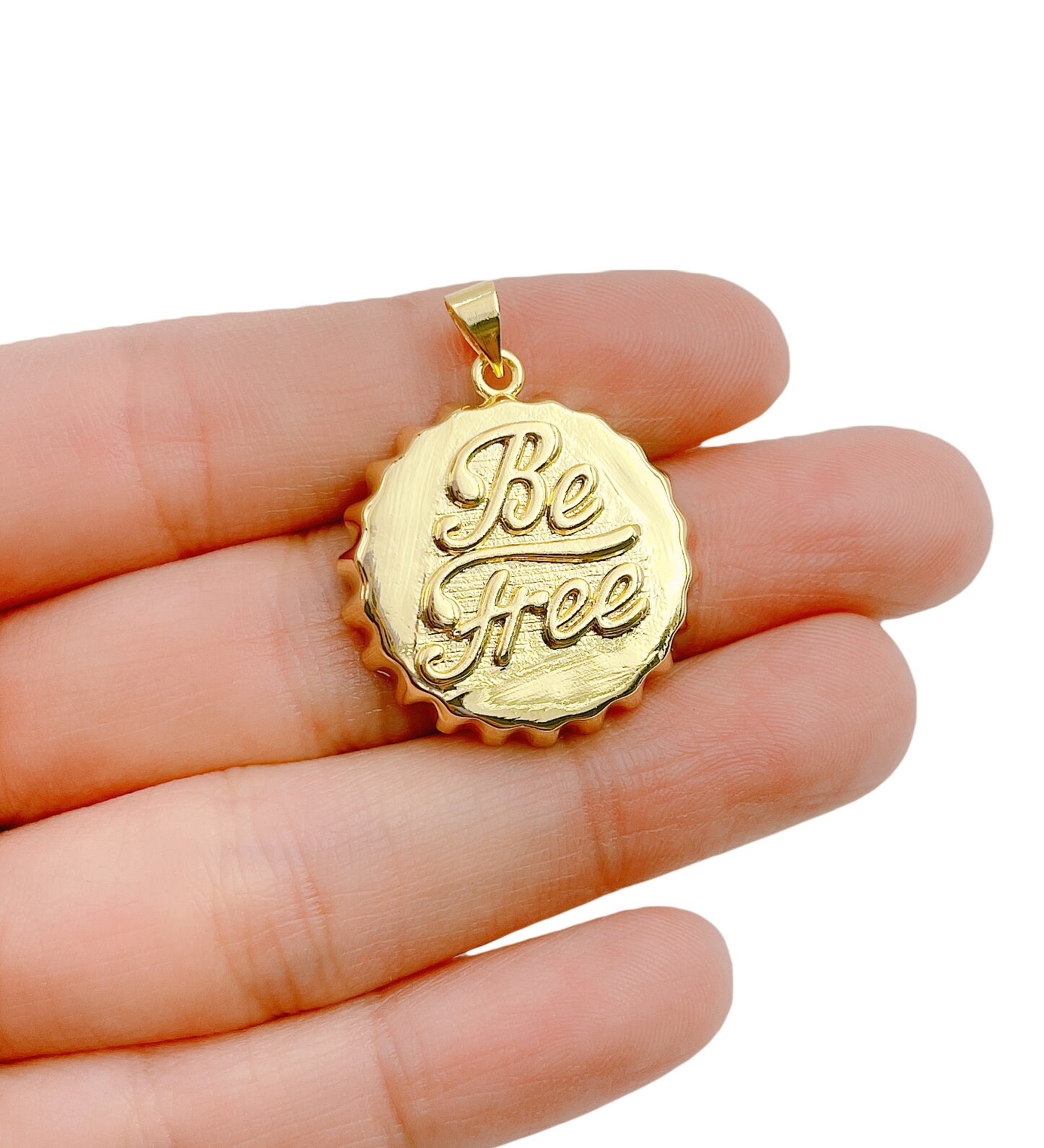 18K Gold Filled Soda Cap Pendant Charm for Wholesale Jewelry Making ...