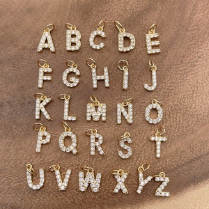 Personalized Initial Charm Initial Pendant, Letter Charm, Micro Pave ...