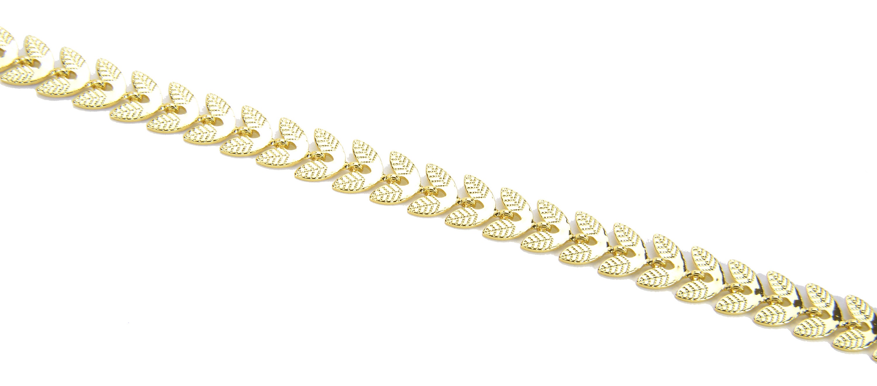 1/3/10 Feet Fishbone Chain Handmade Chain 22K Gold Chevron - Etsy