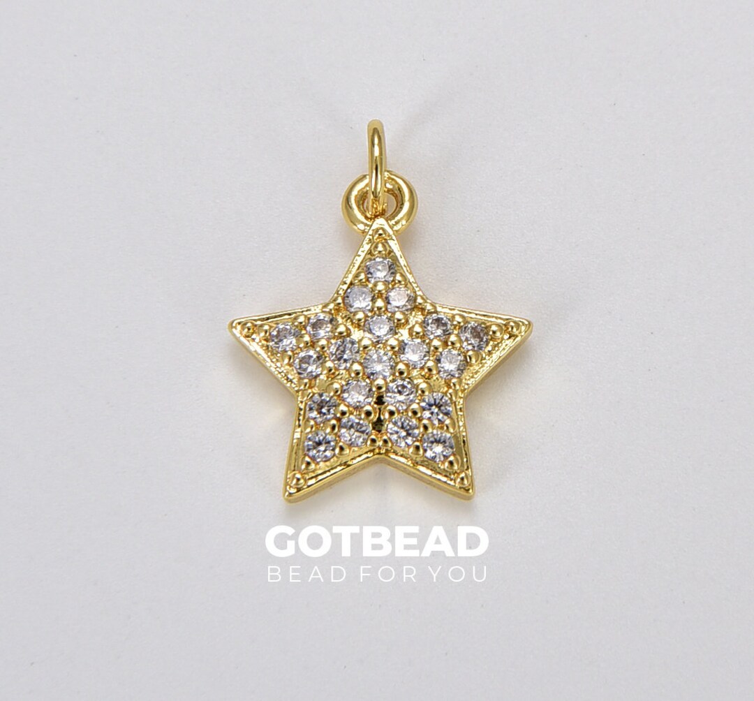 Cubic Star Micro Pave Five Point Star Pendant, Star Shaped Pave Pendant ...