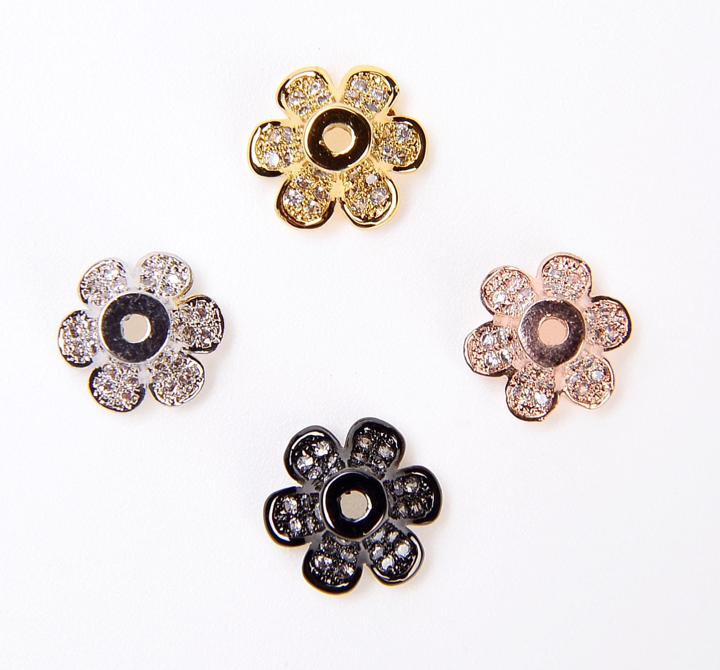 Cz FLORAL Bead-Micro Pave CZ Flower Bead Cubic Zirconia | Etsy