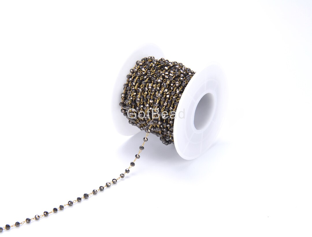 1/3 Feet Black Rondelle Faceted Beaded Chain , 14K Gold Filled Beaded ...