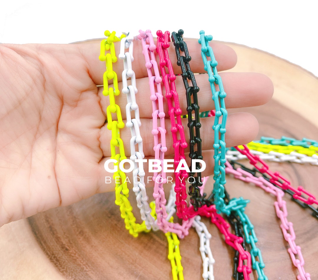10x6mm Enamel Pop Chain Colored Metal Necklace Chain Retro - Etsy
