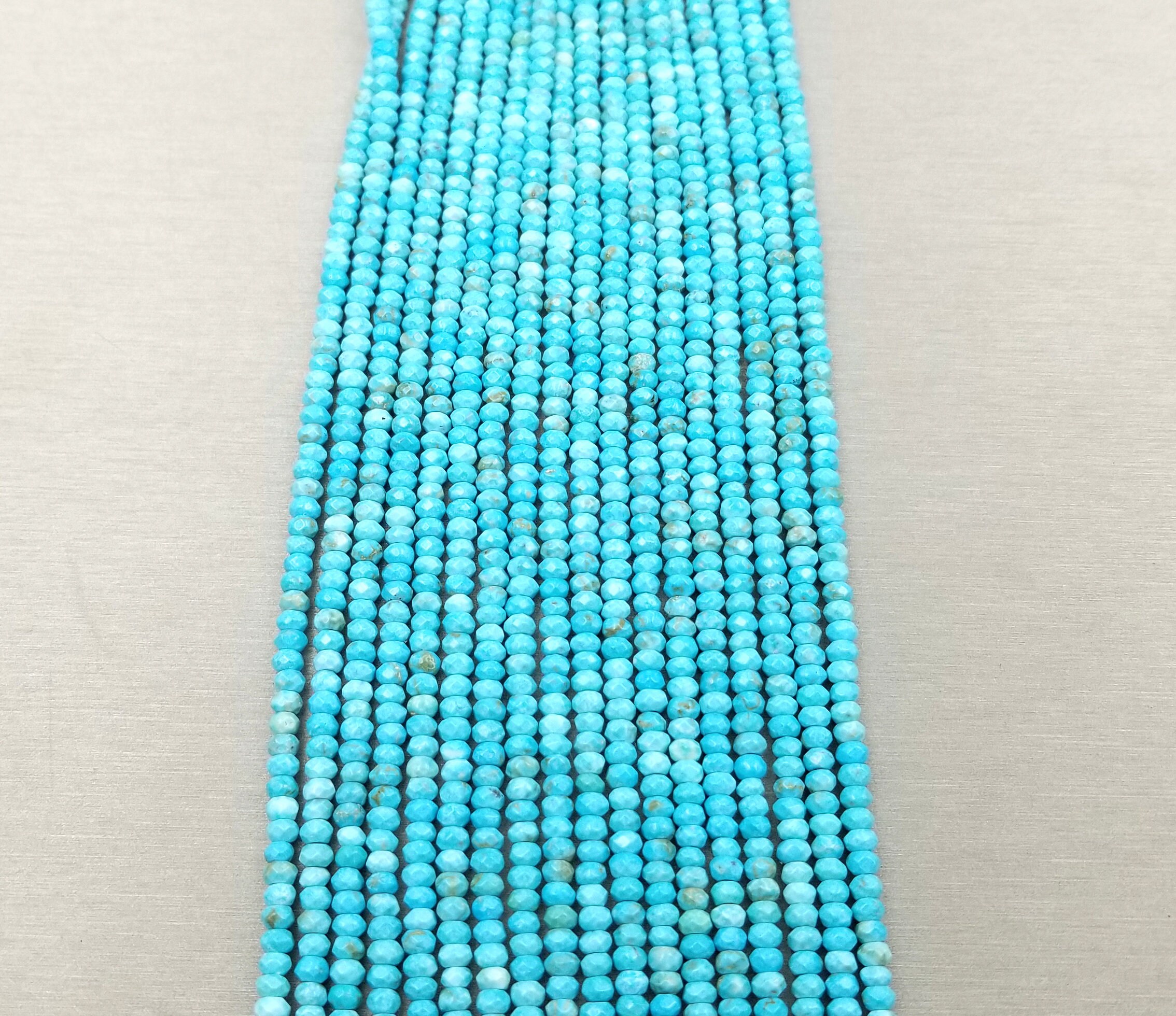 Turquoise Faceted Rondelle Gemstone Beads, Turquoise Bracelet ...
