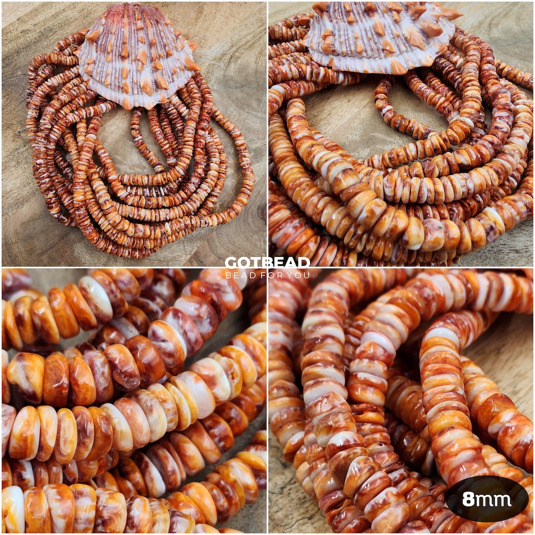 Orange Spiny Oyster Shell Bead Rondelle Shape, Gorgeous Natural Orange ...