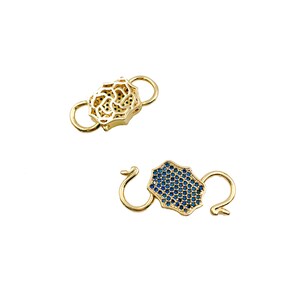 Interlocking Clasp Colored CZ Micro Pave, Double Lock Clasp, Carabiner ...
