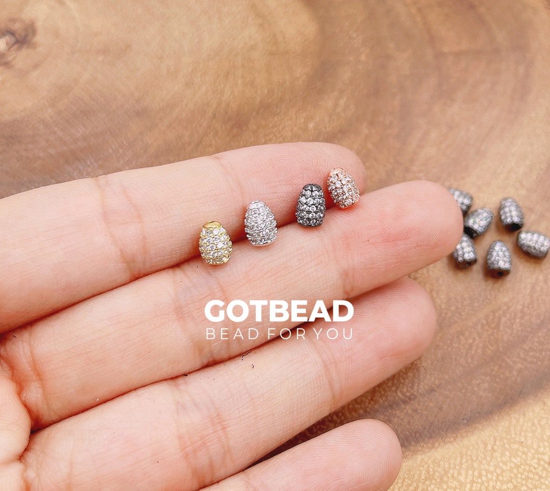 Tiny Puffy Oval Egg Spacer Beads, Gold Filled Olive Shaped Beads, Cubic ...