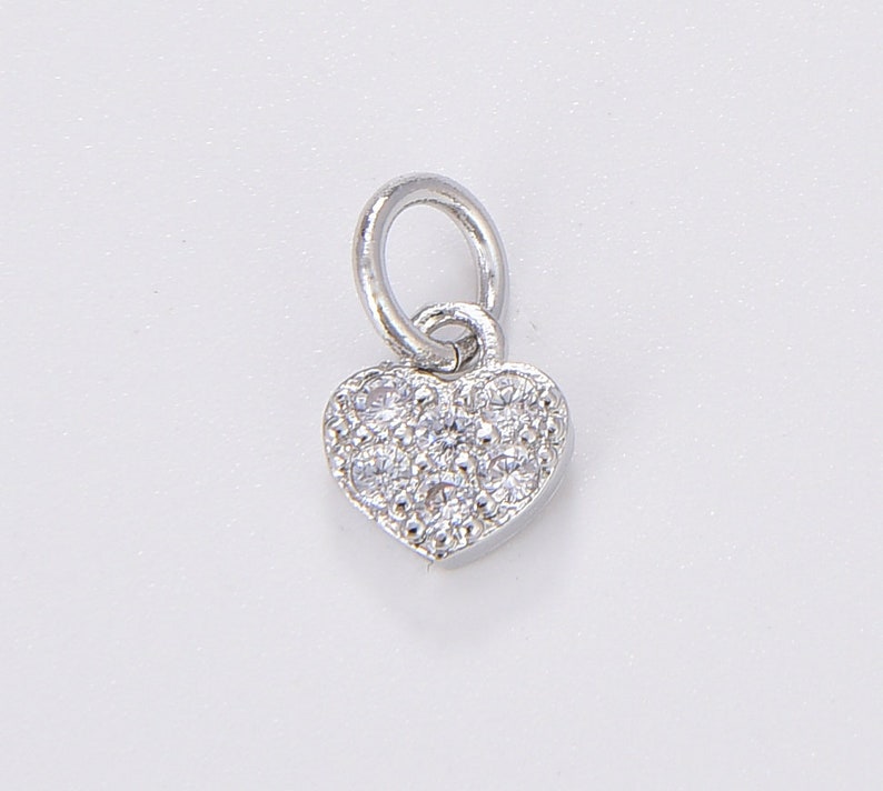 18K Gold Filled Small Heart Charm Pendant CZ Micro Pave, Heart Charm ...