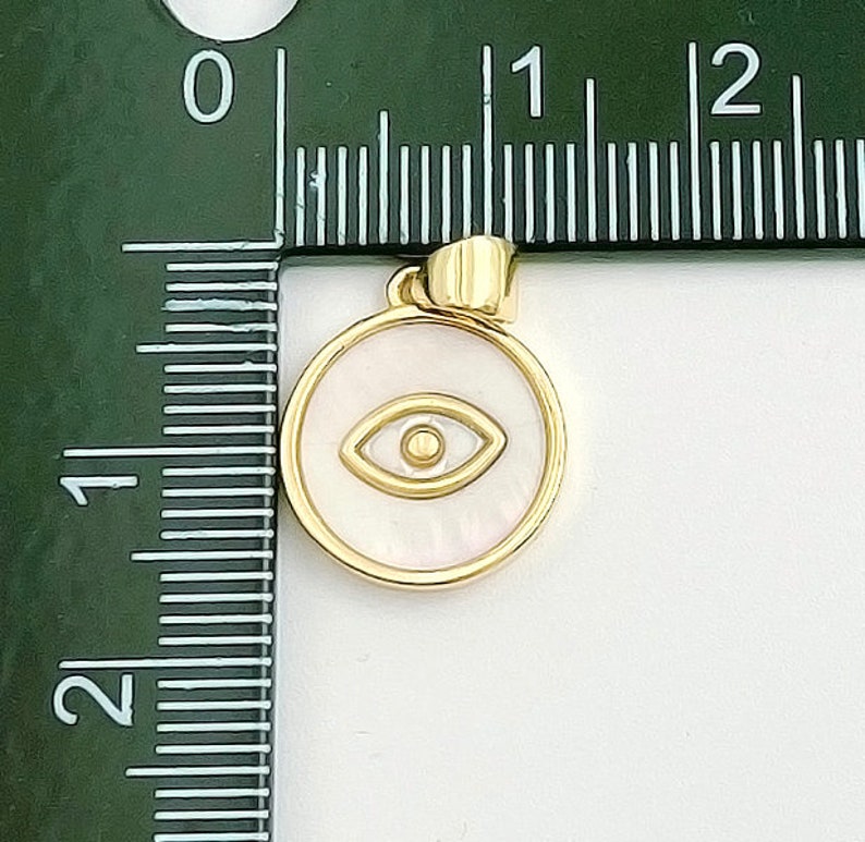 18K Gold Filled Abalone Shell Evil Eye Charm Pendant, Evil Eye Charm ...