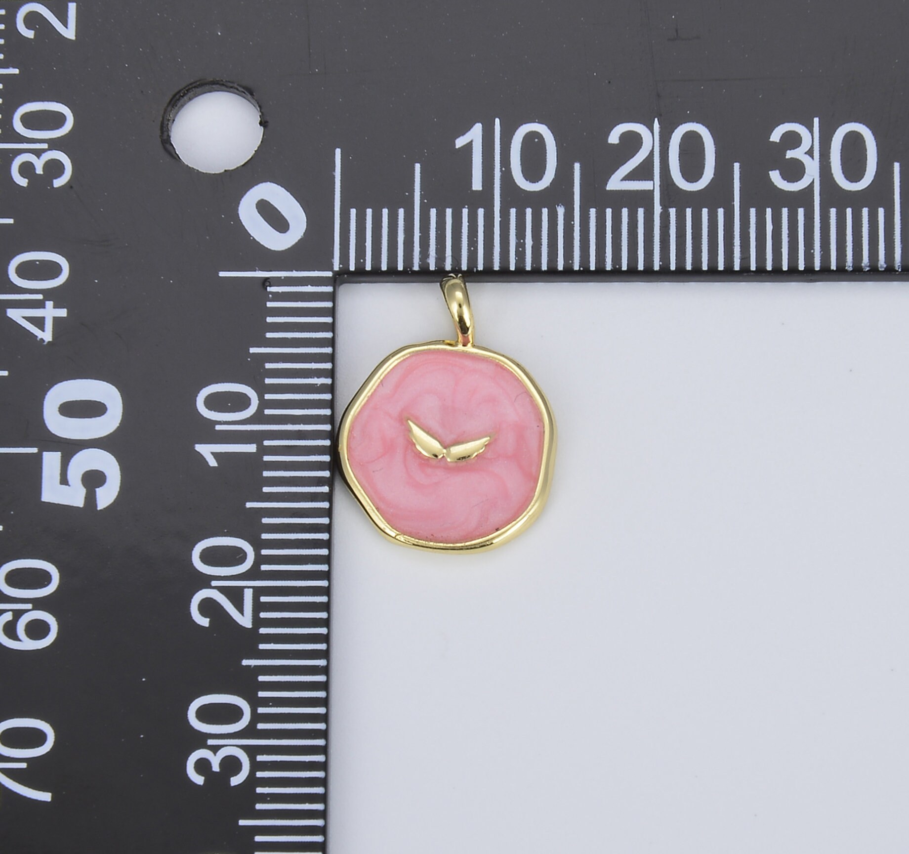 Pink Enamel Angel Wings Charm in 18K Gold Filled Tiny - Etsy