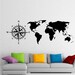 World Map Compass Nautical Wall Decal Kids Black Direction Office ...