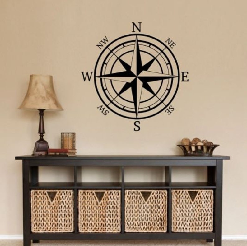 Compass Map Nautical Wall Decal Direction Navigation Office - Etsy