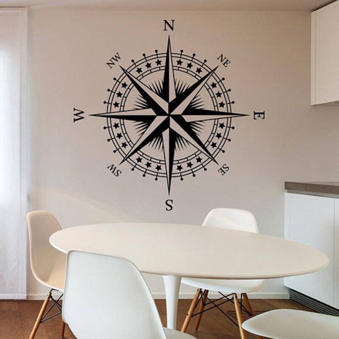 Compass Nautical Wall Decal ~ Kids Play Navigation Office Bedroom ...