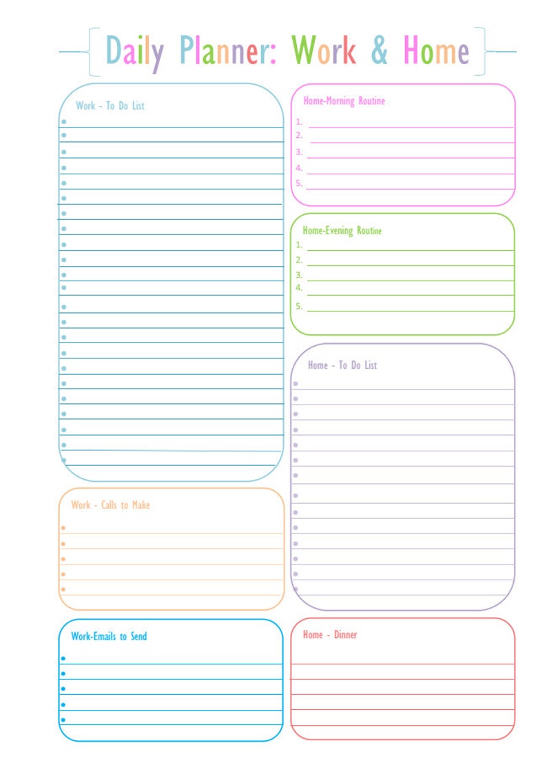 Daily Planner for Home & Work-a4 A5 and Letter Daily to Do - Etsy