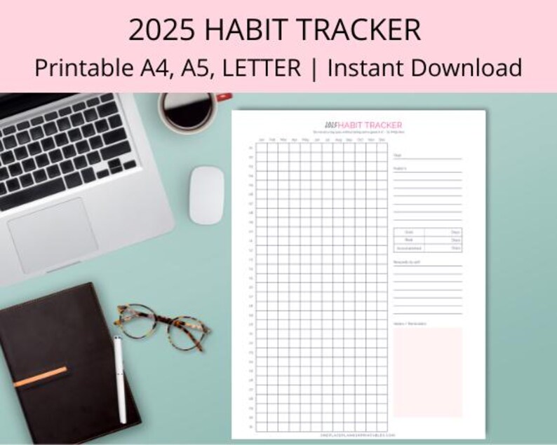 2025 Habit Tracker Printable | Routine Habits | Daily | Weekly | Yearly ...