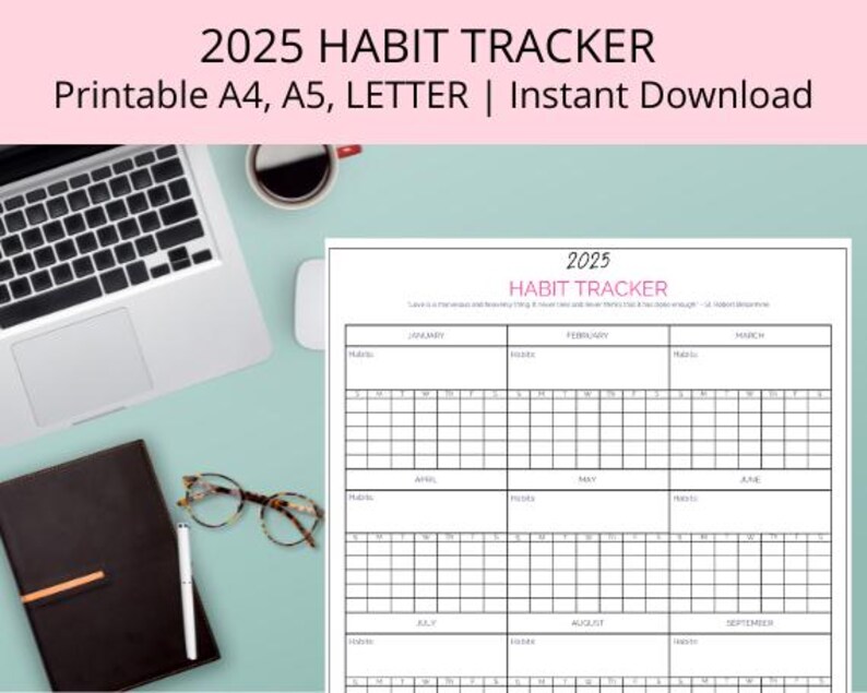 2025 Habit Tracker Printable | Routine Habits | Daily | Weekly | Yearly ...