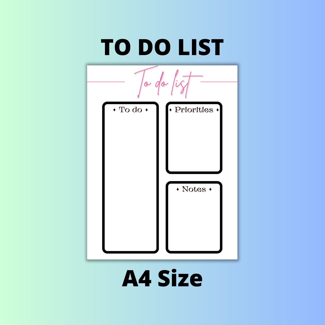 To Do List-a4-to Do List-checklist-master List-task Organizer - Etsy