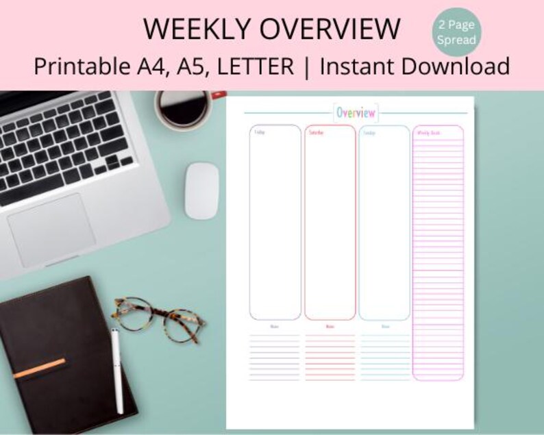 Weekly Overview Printable-weekly Planner-weekly Schedule-2020 Schedule ...