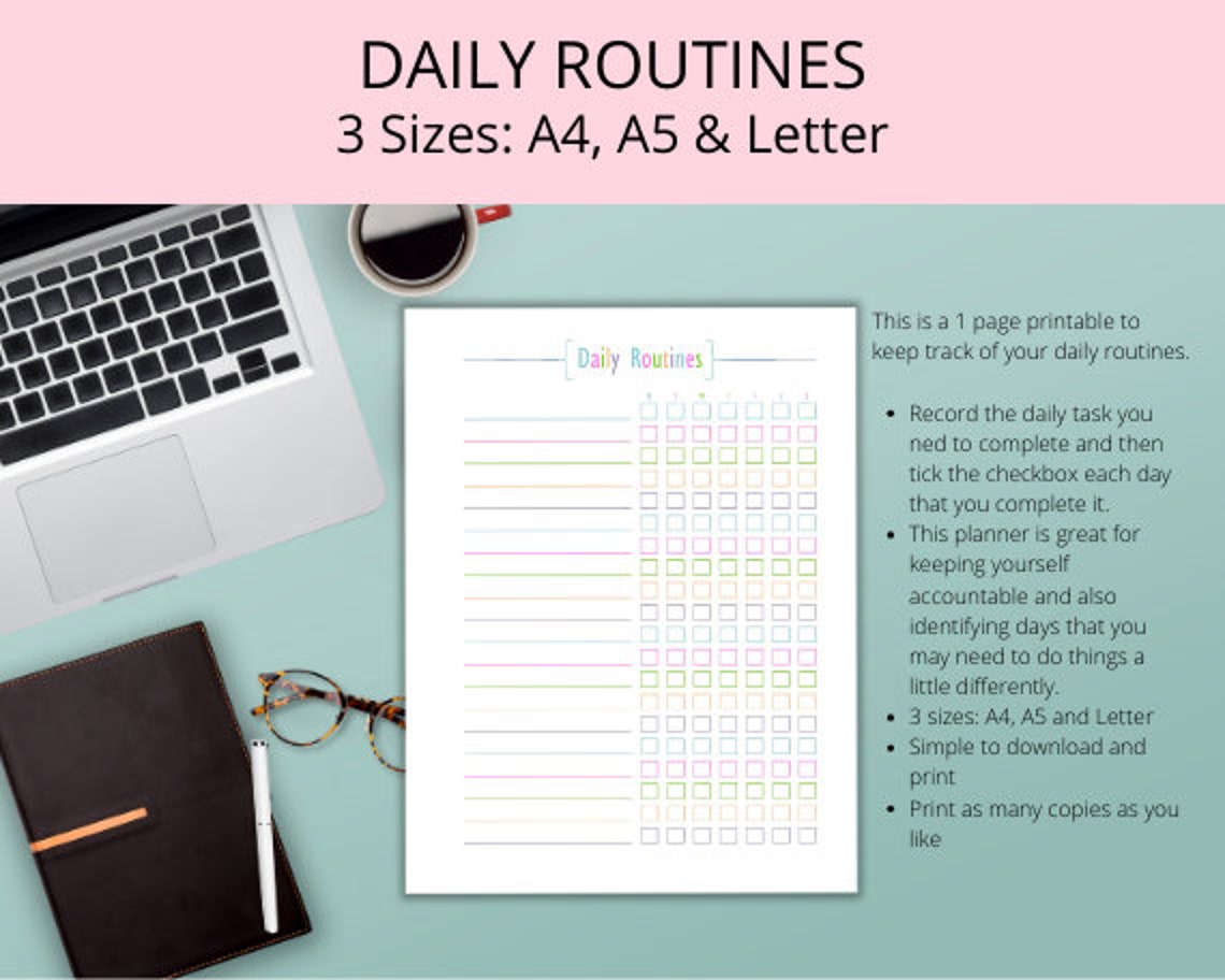 Daily Routines Daily Planner Routines Daily Organizer A4 A5 LETTER - Etsy