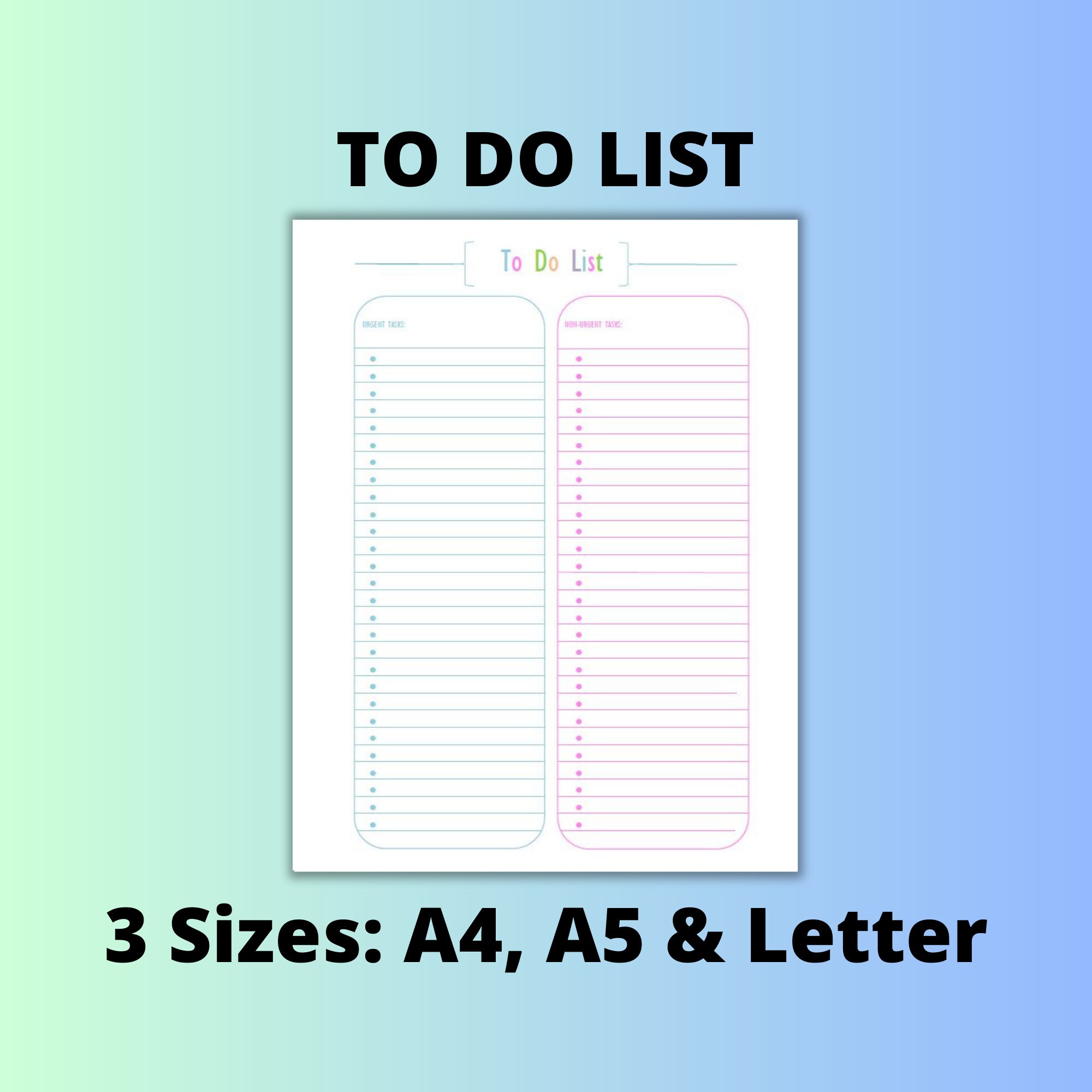 To Do List-a4 A5 Letter-to Do List-checklist-master - Etsy