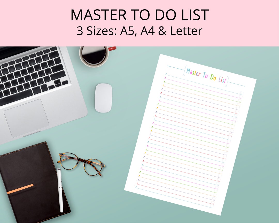 Master to Do List-a4, A5, Letter-to Do List-checklist-master List-task ...