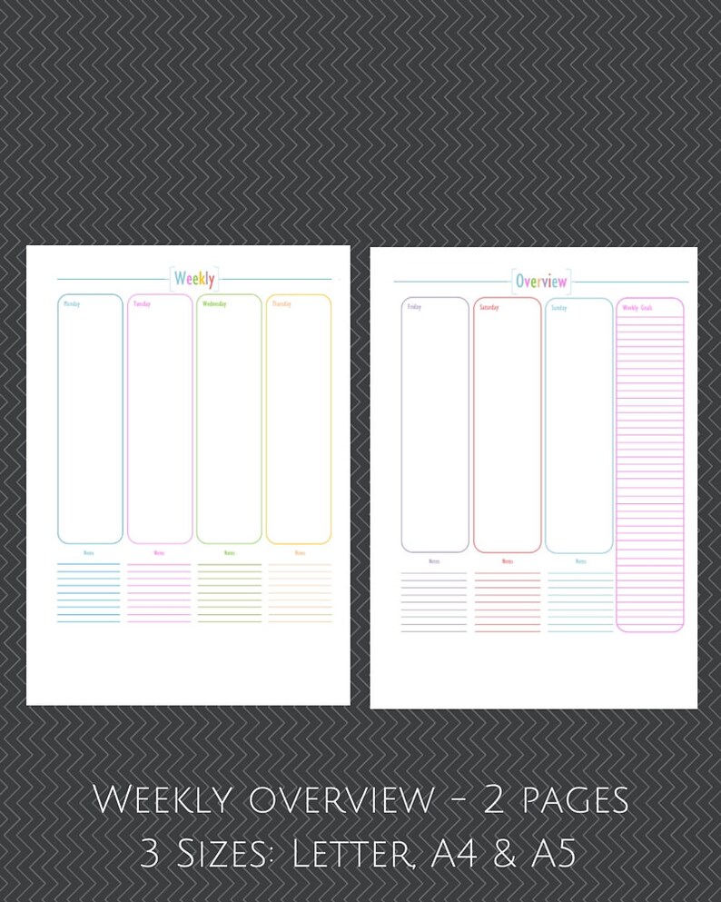 Weekly Overview Printable-Weekly Planner-Weekly Schedule-2016 | Etsy