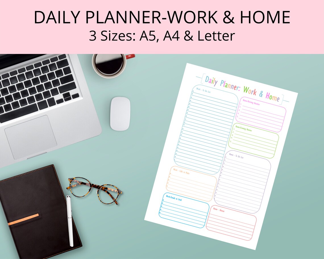 Daily Planner for Home & Work-a4, A5 and Letter - Daily to Do List ...