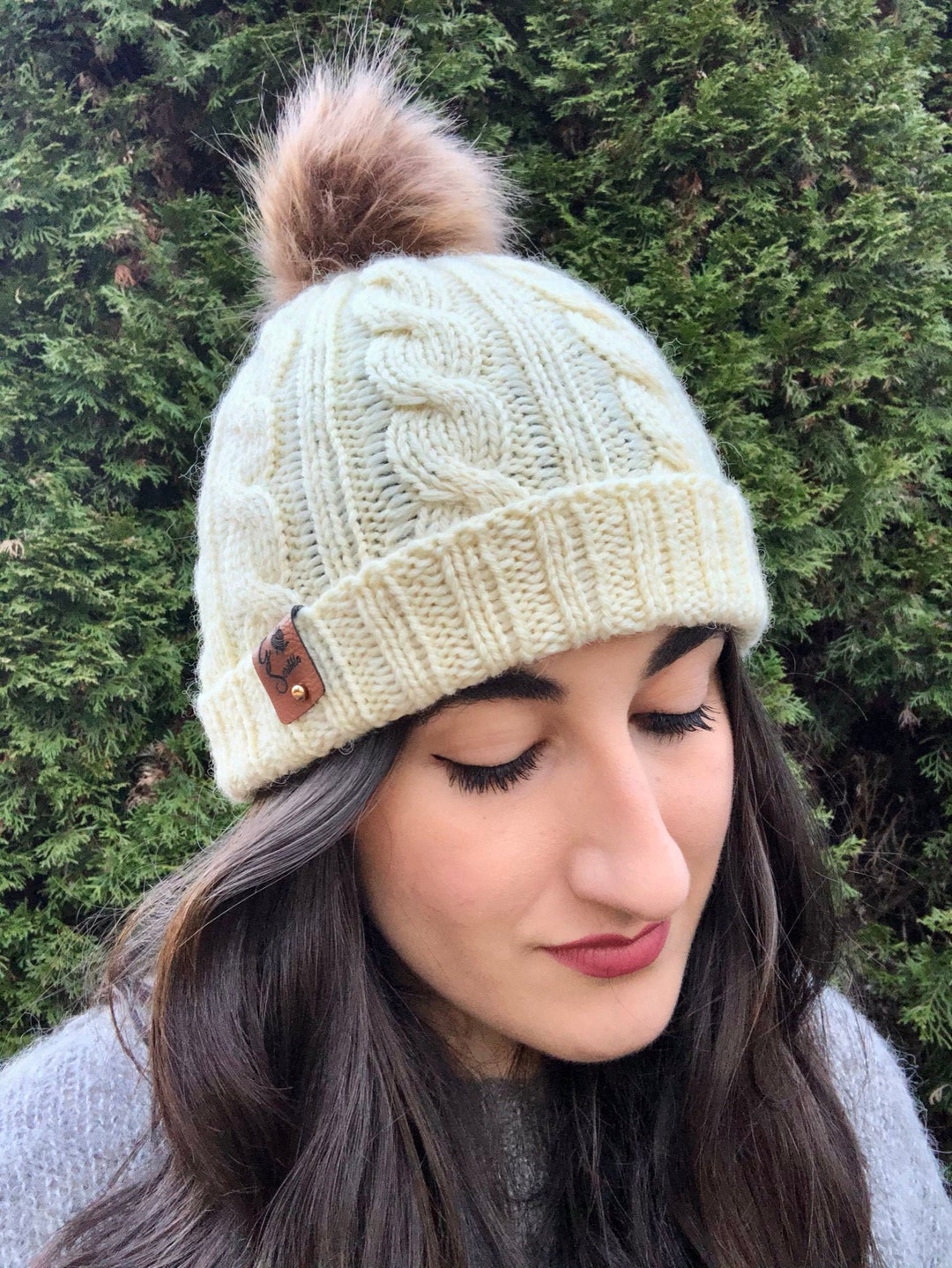 Knit Beanie, Wool, Winter Hat, White, Men, Women, Adult, Child, Gift ...