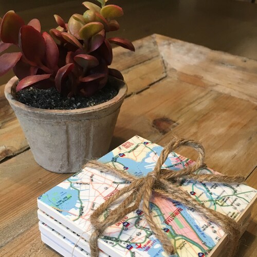 Custom Map Coaster Set World Map Coasters Personalized - Etsy