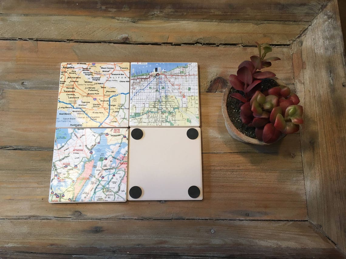 Set of 4 Custom Map Coasters - Etsy