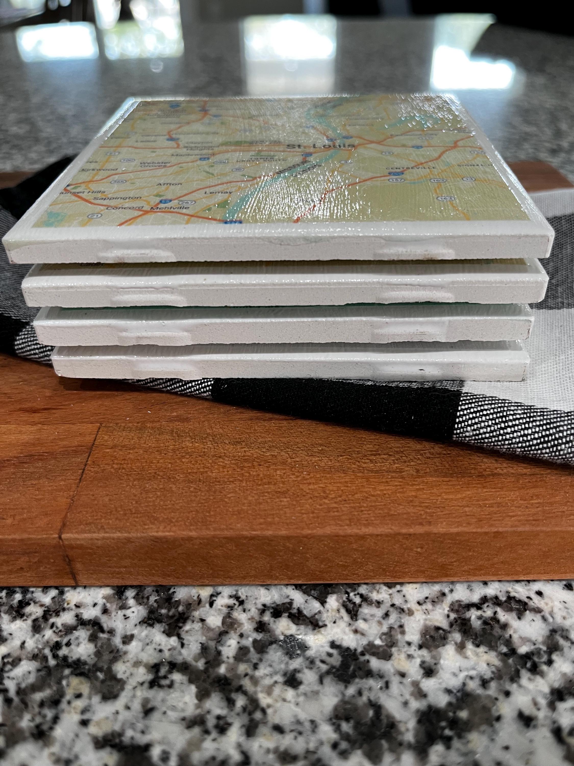 Set of 4, Custom Map Coasters - Etsy