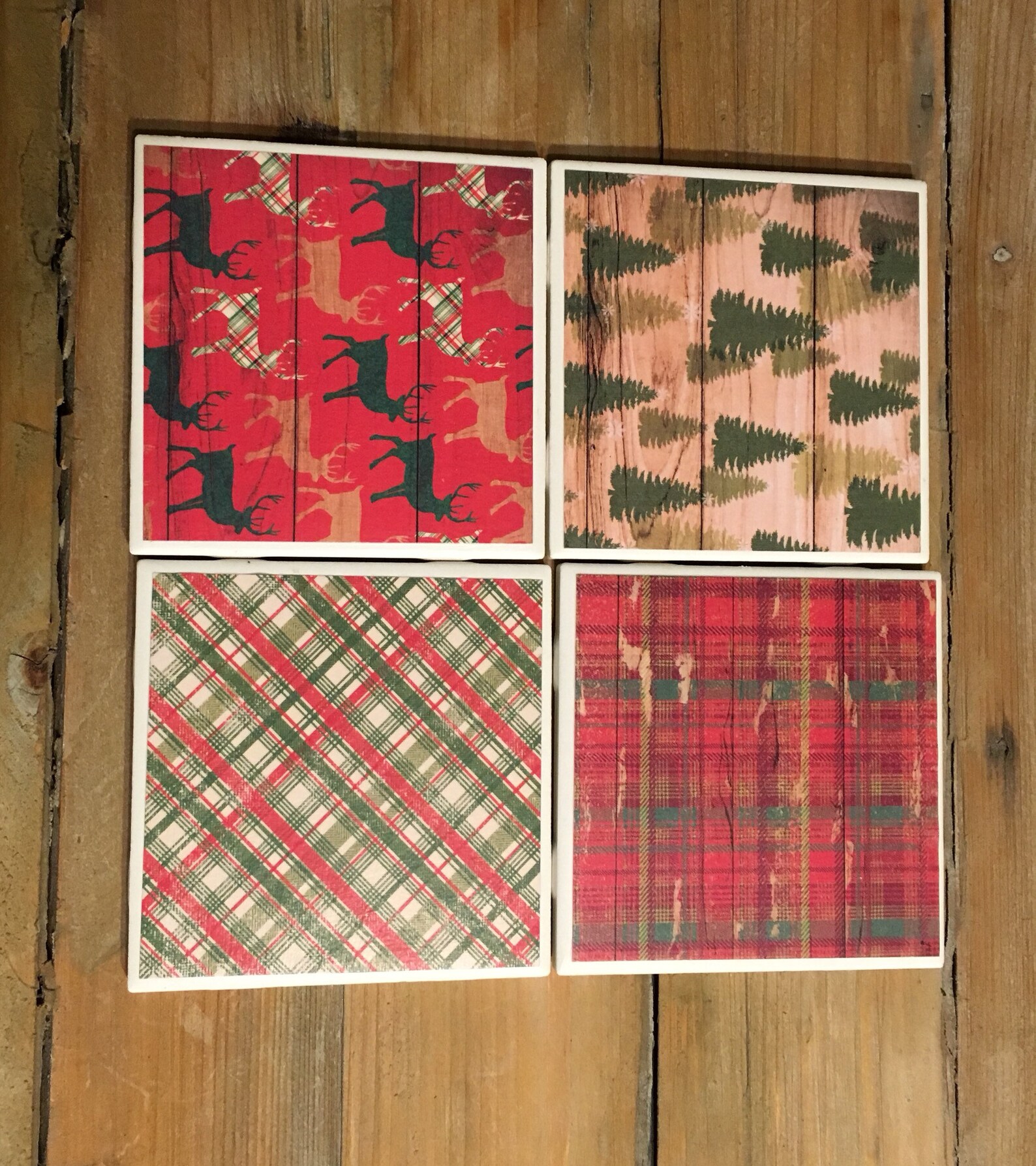 Set of 4 Holiday Coasters - Etsy