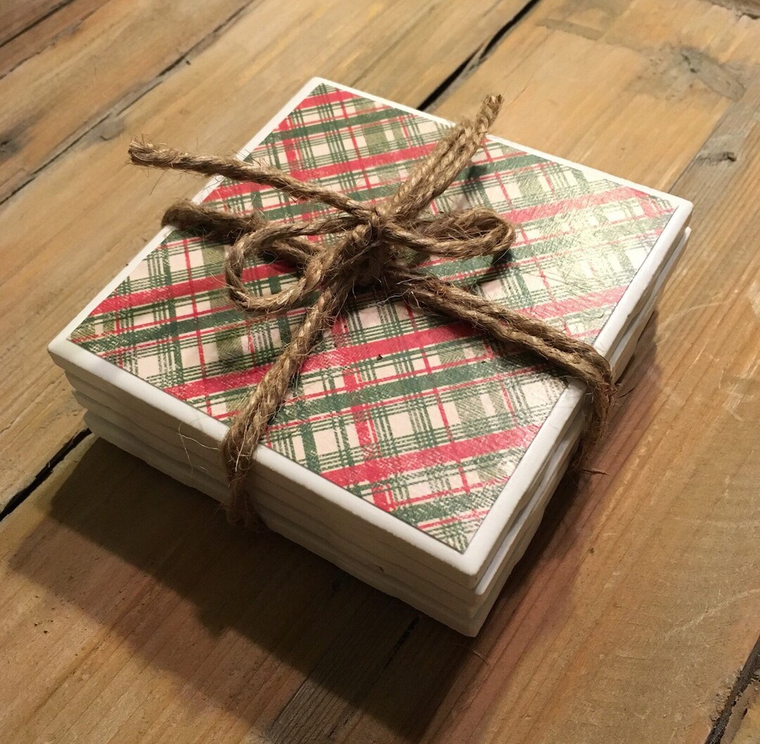 Set of 4, Holiday Coasters - Etsy