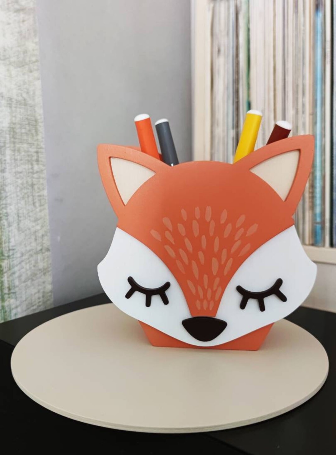 Fox Pencil Holder, Pencil Case, Pastel Nurcery Organizer, Animals Desk ...