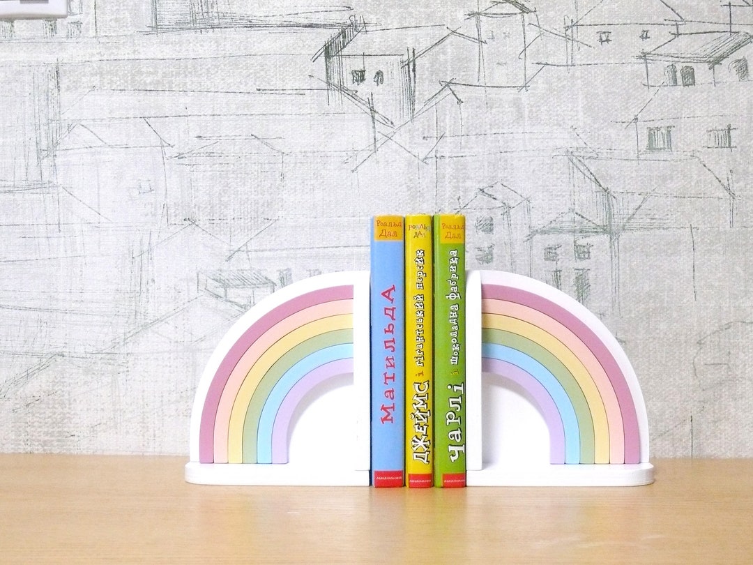Baby Book End - Bookends Rainbow - Children's Room Decor - Book Stand ...