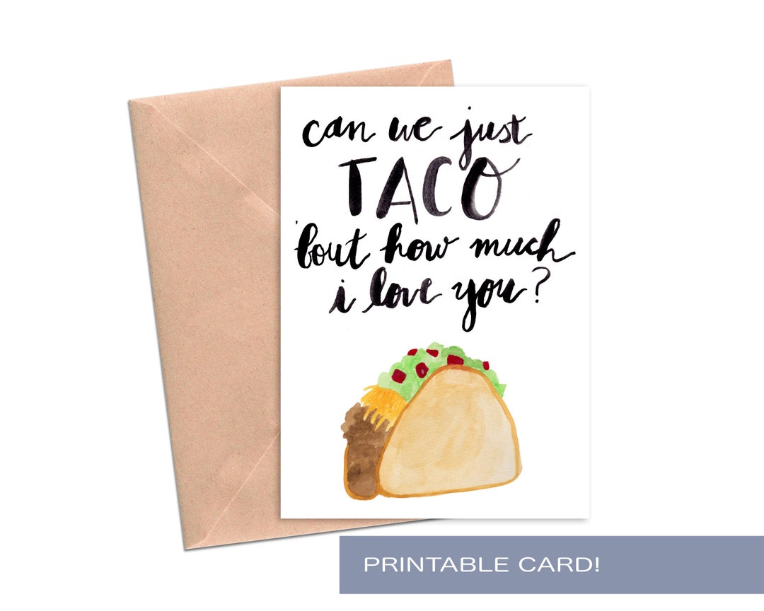 Funny Taco Card Printable Taco Tuesday Greeting Card for Husband Wife ...