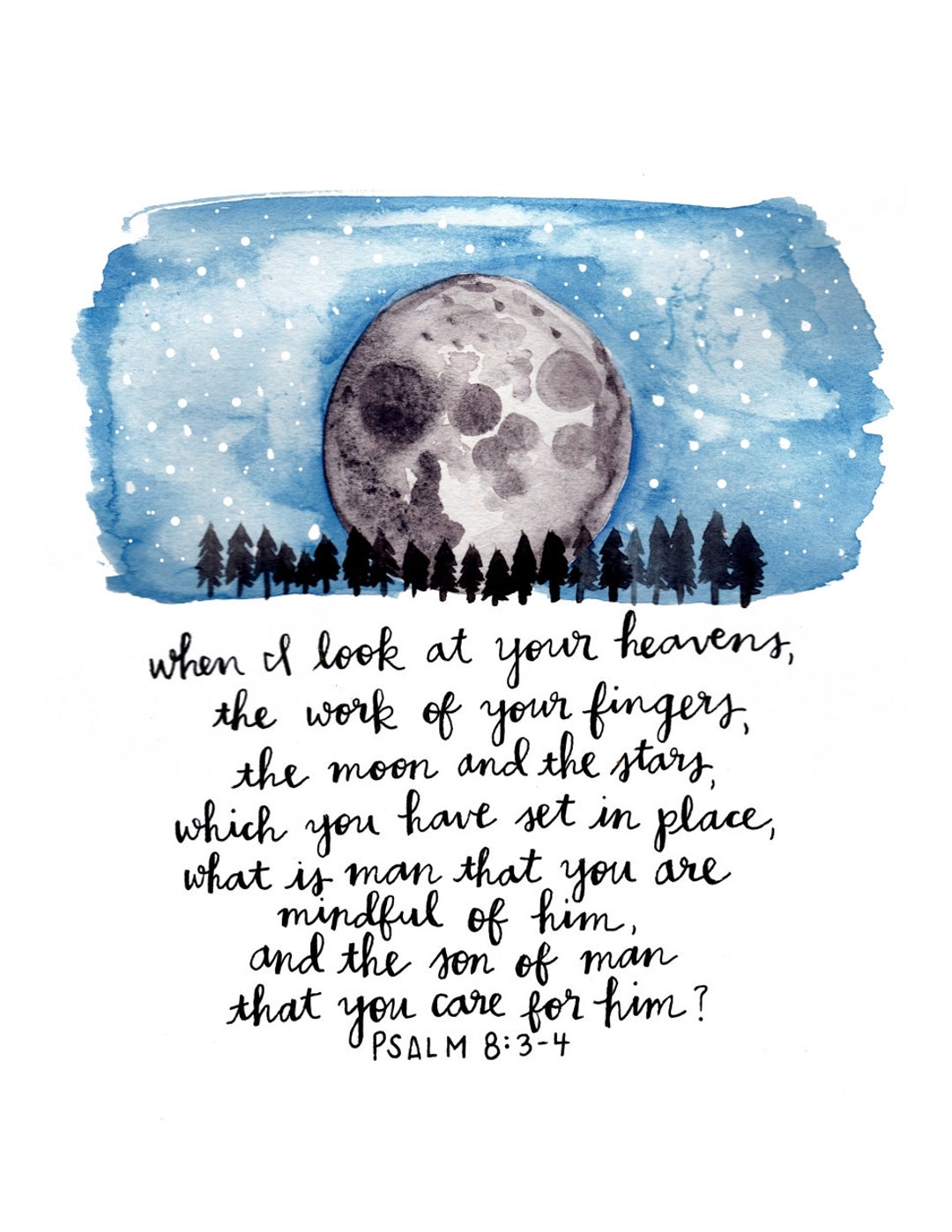 INSTANT DOWNLOAD, PRINTABLE Moon Watercolor Wall Art Print Painting ...