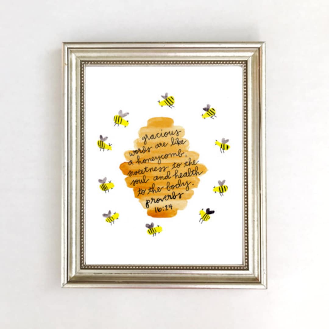 Instant Download, Printable, Bible Verse Wall Art Print, Bee Art Print ...