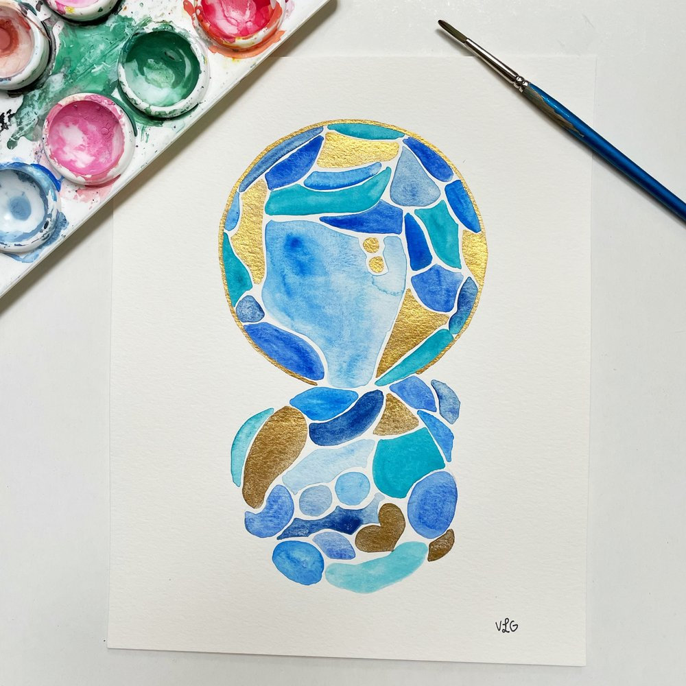 Embryo Painting Art Watercolor Blastocyst Custom Personalized Unique ...